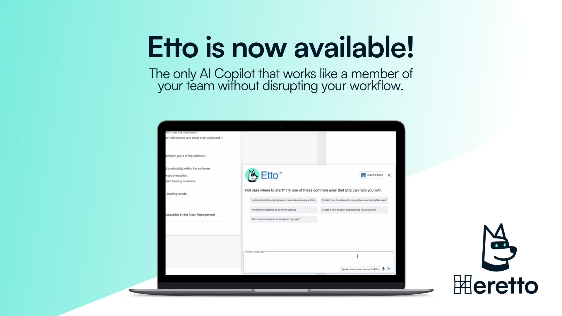 Adopt Etto Today: Heretto’s AI CoPilot for Technical Documentation is Now Available – Heretto